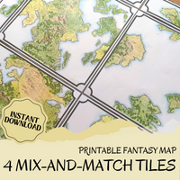 Printable Fantasy TTRPGs Colour Map | 4 Geomorphic World Maps | dndalley